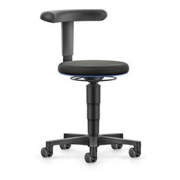 bimos Allround Hocker mit Rollen, Stoff schwarz, Sitzhöhe 450-650 mm, Flex-Stütze (9463-6801-3277-1F)