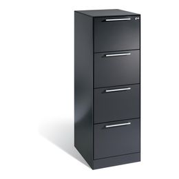 C+P Karteischrank Asisto für Karteikarten DIN A4 quer, 4 Schubladen, einbahnig Schwarzgrau ; C + P Möbelsysteme (146225-421|S10008)
