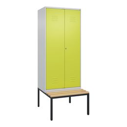 C+P PSA Doppel-Spind Classic PLUS, Bank, 2 Abteile, 2120x800x815mm, 7035/0024 Verschluss Zylinderschloss Sitzbanktyp untergebaut Material Sitzfläche B (0800527-22P|S10054)