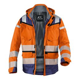 KÜBLER WORKWEAR Wetterjacke REFLECTIQ SYMPATEX® PSA 2 warnorange/dunkelblau Form 1307 Größe XL ; Kübler Workwear (1307 8332-3748-XL)