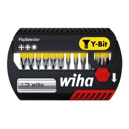 wiha Bit Set FlipSelector 13tlg. I Y-Bit 25 mm I PH, PZ, TORX I magnetischer Bithalter I Zubehör für Schraubanwendungen I Öffnen per Knopfdruck (41827)