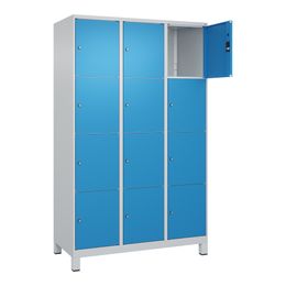 C+P Schlie&szlig;fachschrank Classic PLUS, F&uuml;&szlig;e, 3 Abteile, 1950x1200x500mm, 7035/5012 Innenh&ouml;he Gefach oben (oberes 453 mm Front RAL 5012 Lichtblau ; C + P (080010-324|S10004)