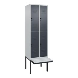 C+P Doppelstock-Spind Classic PLUS, Bank, 2 Abteile, 2120x600x815mm, 7035/7016 Verschluss Sicherheits-Drehriegel Sitzbanktyp auskragend Material Sitzf (0803407-20|S10113)