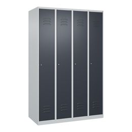 C+P Spind Classic PLUS, 4 Abteile, 1850x1200x500mm, 7035/7016 Verschluss Zylinderschloss 3 Garderobenhaken ; C + P M&ouml;belsysteme (080000-40|S10014)