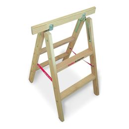 Euroline 11501 Holz-Tapezierbock 2 x 2 Sprossen mit Querstrebe und Gummifüßen, 1150402)