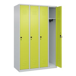 C+P Spind Classic PLUS, 4 Abteile, 1850x1200x500mm, 7035/0024 Verschluss Sicherheits-Drehriegel 3 Garderobenhaken ; C + P M&ouml;belsysteme (080000-40|S10009)