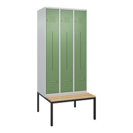 C+P Z-Spind Classic PLUS, Bank, 6 F&auml;cher, 2120x900x815mm, 7035/6011 Verschluss Zylinderschloss Sitzbanktyp untergebaut Material Sitzfl&auml;che Buche-Harth (0800537-306|S10021)