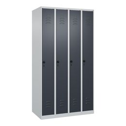 C+P Spind Classic PLUS, 4 Abteile, 1850x1000x500mm, 7035/7016 Verschluss Sicherheits-Drehriegel 3 Garderobenhaken ; C + P M&ouml;belsysteme (080000-49|S10007)