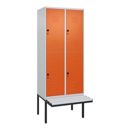 C+P Doppelstock-Spind Classic PLUS, Bank, 2 Abteile, 2120x800x815mm, 7035/2004 Verschluss Sicherheits-Drehriegel Sitzbanktyp auskragend Material Sitzf (0803407-22|S10184)