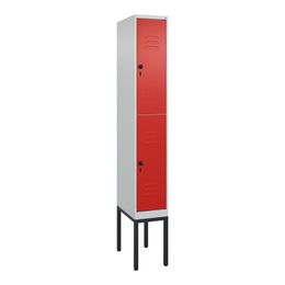 C+P Doppelstock-Spind Classic PLUS, Gestell, 1 Abteil, 2120x300x500mm, 7035/3020 Verschluss Sicherheits-Drehriegel Front RAL 3020 Verkehrsrot ; C + P (0803307-10|S10002)