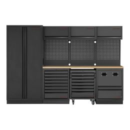 Kraftwerk 4-Element-Schrankwand mit Vierkantlochwand (3964K-BLK)