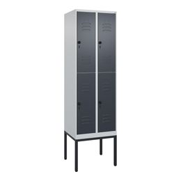 C+P Doppelstock-Spind Classic PLUS, Gestell, 2 Abteile, 2120x600x500mm, 7035/701 Verschluss Sicherheits-Drehriegel Front RAL 7016 Anthrazitgrau ; C + (0803307-20|S10008)