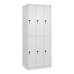 C+P Doppelstock-Spind Classic PLUS, 3 Abteile, 1850x750x500mm, 9016/9016 Verschluss Sicherheits-Drehriegel ; C + P Möbelsysteme (080300-39|S10012)
