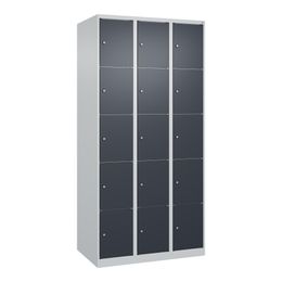 C+P Schlie&szlig;fachschrank Classic PLUS, 3 Abteile, 1850x900x500mm, 7035/7016 Innenh&ouml;he Gefach oben (oberes 365 mm Front RAL 7016 Anthrazitgrau ; C + P M&ouml; (080000-305|S10007)