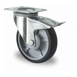 CASCOO Lenkrolle mit Totalfeststeller ø 100 mm Serie P2G2 Kugellager (TBP25W0100P2G2B32)