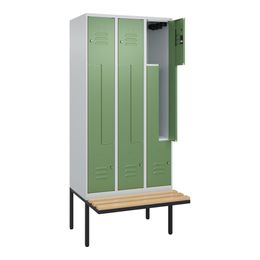 C+P Z-Spind Classic PLUS, Bank, 6 F&auml;cher, 2120x900x815mm, 7035/6011 Verschluss Zylinderschloss Sitzbanktyp auskragend Material Sitzfl&auml;che Buche-Hartho (0800437-306|S10021)