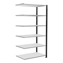 SCHULTE LAGERTECHNIK Schulte Anbauregal B&uuml;ro-Steckregal MULTIplus150 2000 x 1000 x 600 mm 6 Fachb&ouml;den L&auml;ngenriegel schwarz/RAL 7035 lichtgrau mit Mittelanschlag ; Schulte (36046-S)