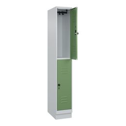 C+P Doppelstock-Spind Classic PLUS, Sockel, 1 Abteil, 1950x300x500mm, 7035/6011 Front RAL 6011 Resedagr&uuml;n ; C + P M&ouml;belsysteme (080320-10|S10006)