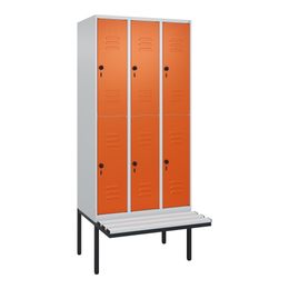 C+P Doppelstock-Spind Classic PLUS, Bank, 3 Abteile, 2120x900x815mm, 7035/2004 Verschluss Sicherheits-Drehriegel Sitzbanktyp auskragend Material Sitzf (0803407-30|S10184)
