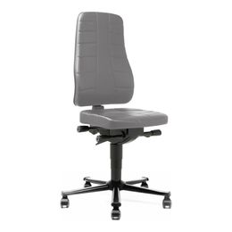 bimos Arbeitsstuhl All-In-One Highline mit Rollen und Kunstleder grau Sitzhöhe 450-600 mm (9643-6911)