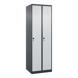 C+P Spind Classic PLUS, 2 Abteile, 1850x600x500mm, 7016/7035 Verschluss Sicherheits-Drehriegel 4 Garderobenhaken Trennwand mittig ; C + P M&ouml;belsysteme (080000-20F|S10024)