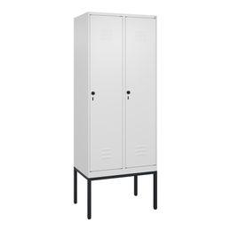 C+P Spind Classic PLUS, Gestell, 2 Abteile, 2120x800x500mm, 9016/9016 Verschluss Sicherheits-Drehriegel 4 Garderobenhaken Trennwand mittig ; C + P M&ouml;b (0800307-22F|S10014)