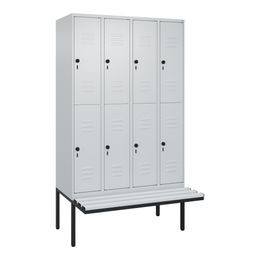 C+P Doppelstock-Spind Classic PLUS, Bank, 4 Abteile, 2120x1200x815mm, 7035/7035 Verschluss Sicherheits-Drehriegel Sitzbanktyp auskragend Material Sitz (0803407-40|S10114)