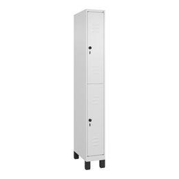 C+P Doppelstock-Spind Classic PLUS, F&uuml;&szlig;e, 1 Abteil, 1950x250x500mm, 9016/9016 ; C + P M&ouml;belsysteme (080310-19|S10014)