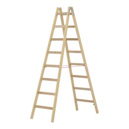 Hymer Holz-Sprossenstehleiter, beidseitig begehbar, 2x8 Sprossen (7141016)