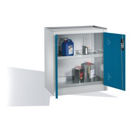 C+P Umwelt-Beistellschrank mit Dreht&uuml;ren, 2 Wannenb&ouml;den, H1020xB930xT500mm Front Lichtblau Korpus Lichtgrau ; C + P M&ouml;belsysteme (8821-315|S10162)