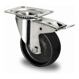 CASCOO Lenkrolle mit Totalfeststeller ø 100 mm Serie C4C4 Gleitlager Edelstahl (TIP26S0100C4C4L0N)