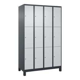C+P Schlie&szlig;fachschrank Classic PLUS, F&uuml;&szlig;e, 4 Abteile, 1950x1200x500mm, 7016/7035 Innenh&ouml;he Gefach oben (oberes 599 mm Front RAL 7035 Lichtgrau ; C + P (080010-403|S10016)