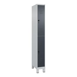 C+P Doppelstock-Spind Classic PLUS, F&uuml;&szlig;e, 1 Abteil, 1950x250x500mm, 7035/7016 ; C + P M&ouml;belsysteme (080310-19|S10008)
