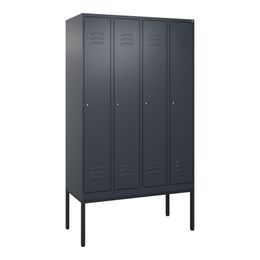 C+P Spind Classic PLUS, Gestell, 4 Abteile, 2120x1200x500mm, 7016/7016 Verschluss Zylinderschloss 3 Garderobenhaken ; C + P M&ouml;belsysteme (0800307-40|S10027)