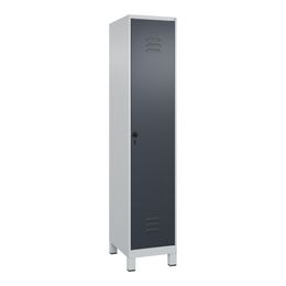 C+P Spind Classic PLUS, Füße, 1 Abteil, 1950x400x500mm, 7035/7016 Verschluss Sicherheits-Drehriegel 4 Garderobenhaken ; C + P Möbelsysteme (080010-12|S10008)