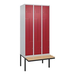 C+P Z-Spind Classic PLUS, Bank, 6 F&auml;cher, 2120x900x815mm, 7035/3003 Verschluss Zylinderschloss Sitzbanktyp auskragend Material Sitzfl&auml;che Buche-Hartho (0800437-306|S10016)