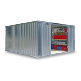 FLADAFI® Materialcontainer- Kombination MC 1440 Verzinkt, zerlegt mit Holzfußboden ; SÄBU (14400101)