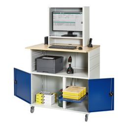 Rau Computer-Tisch mit Monitorengehäuse mobil BxTxH 1100x800x1100/1810mm (07-1023M3F.11)