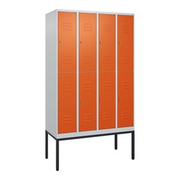 C+P Doppelstock-Spind Classic PLUS, Gestell, 4 Abteile, 2120x1200x500mm, 7035/20 Verschluss Zylinderschloss Front RAL 2004 Reinorange ; C + P M&ouml;belsys (0803307-40|S10061)