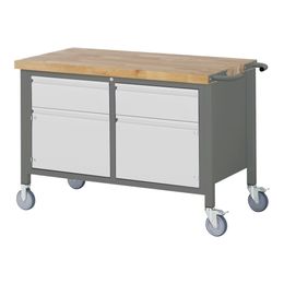 STIER Fahrbare Werkbank Premium mit 2 Schubladen und 2 Flügeltüren BxTxH 1250x700x880mm (904802)