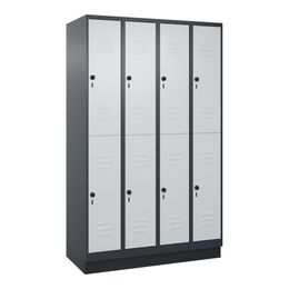 C+P Doppelstock-Spind Classic PLUS, Sockel, 4 Abteile, 1950x1200x500mm, 7016/703 Front RAL 7035 Lichtgrau ; C + P M&ouml;belsysteme (080320-40|S10013)