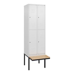 C+P Doppelstock-Spind Classic PLUS, Bank, 2 Abteile, 2120x600x815mm, 9016/9016 Verschluss Zylinderschloss Sitzbanktyp auskragend Material Sitzfl&auml;che B (0803407-20|S10104)