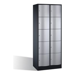 C+P Schließfachschrank Resisto, 10 Fächer, H1950xB770xT540mm Front Weißaluminium Korpus Schwarzgrau ; C + P Möbelsysteme (8570-272|S10412)