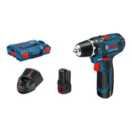 Bosch Akku-Bohrschrauber GSR 12V-15 FC mit 2 x 2,0 Ah Akku L-BOXX 1 Aufsatz (06019F6001)
