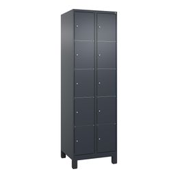 C+P Schlie&szlig;fachschrank Classic PLUS, F&uuml;&szlig;e, 2 Abteile, 1950x600x500mm, 7016/7016 Innenh&ouml;he Gefach oben (oberes 365 mm Front RAL 7016 Anthrazitgrau ; C (080010-205|S10015)
