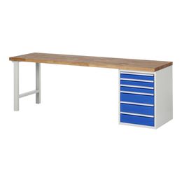 Rau Werkbank Modell 7515 mit 6 Schubladen BxTxH 2500x700x840mm (03-7515A1-257B4S.11)
