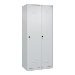 C+P Spind Classic PLUS, 2 Abteile, 1850x800x500mm, 7035/7035 Verschluss Sicherheits-Drehriegel 4 Garderobenhaken ; C + P M&ouml;belsysteme (080000-22|S10008)