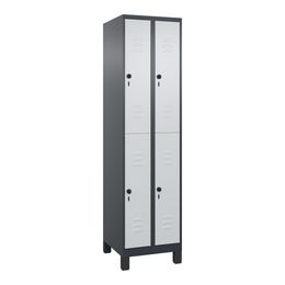 C+P Doppelstock-Spind Classic PLUS, F&uuml;&szlig;e, 2 Abteile, 1950x500x500mm, 7016/7035 ; C + P M&ouml;belsysteme (080310-29|S10013)
