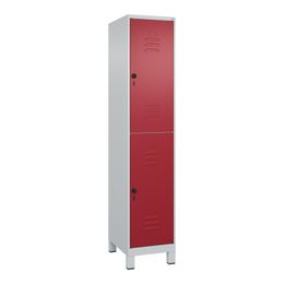 C+P Doppelstock-Spind Classic PLUS, F&uuml;&szlig;e, 1 Abteil, 1950x400x500mm, 7035/3003 ; C + P M&ouml;belsysteme (080310-12|S10001)
