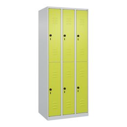 C+P Doppelstock-Spind Classic PLUS, 3 Abteile, 1850x750x500mm, 7035/0024 Verschluss Sicherheits-Drehriegel ; C + P Möbelsysteme (080300-39|S10009)